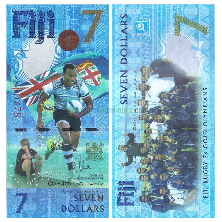 Fiji 7 Dollars Fiji Rugby 7s Commemorative Banknote, 2017, P-120a, UNC ...