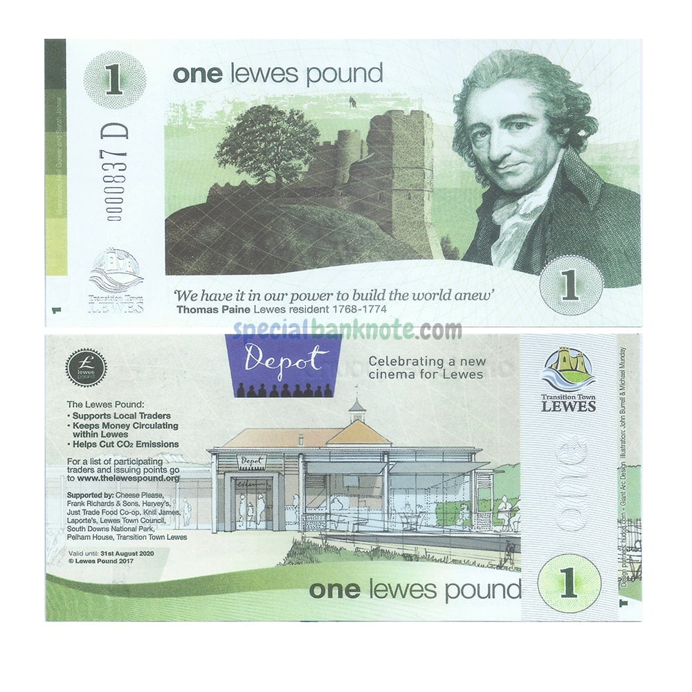 England 1 Lewes Pound Banknote, 2017, UNC - Special Minds Store