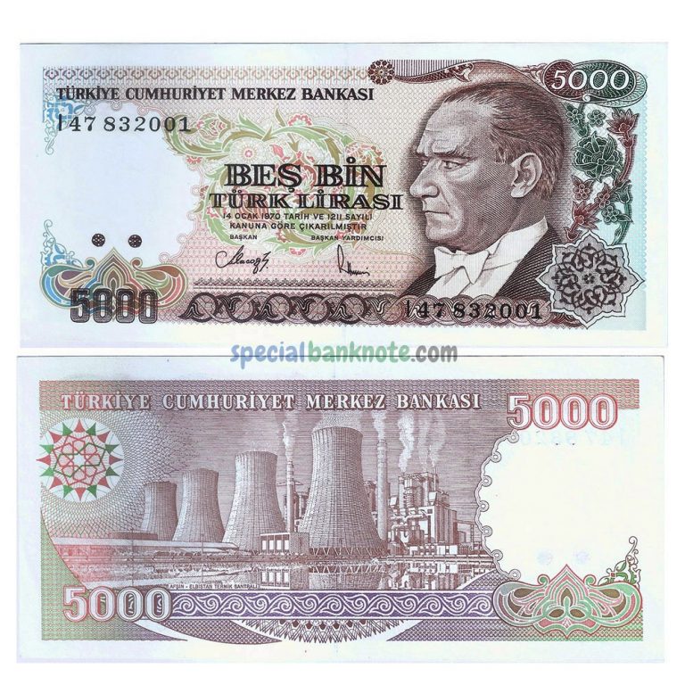 Turkey 5000 Lira Banknote, 1988, P-197a2, UNC - Special Minds Store