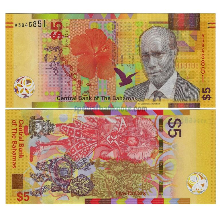 Bahamas 5 Dollar Banknote, 2020, P-78a, UNC - Special Minds Store