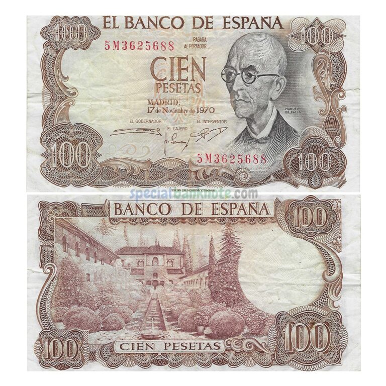 Spain 100 Pesetas Used Banknote, 1970, P-152a, VF - Special Minds Store