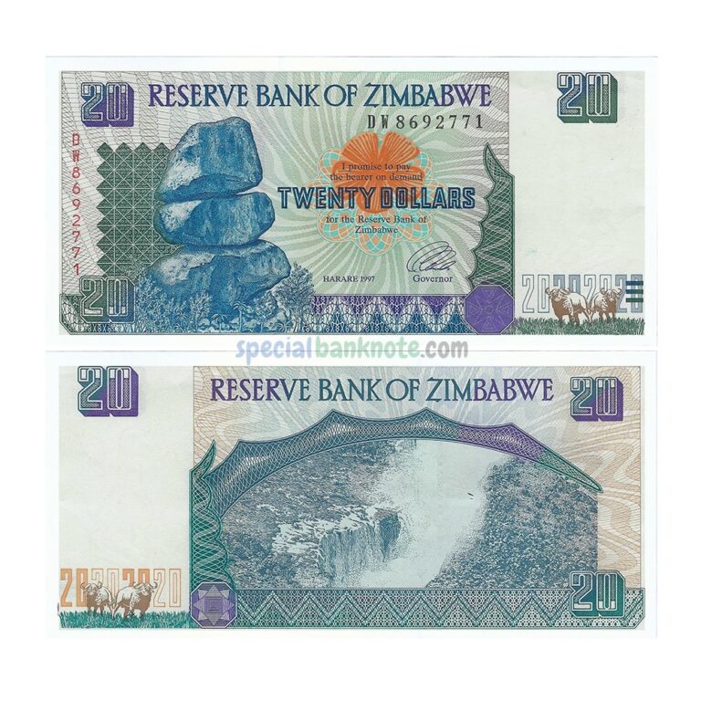 Zimbabwe 20 Dollars Banknote, 1997, UNC - Special Minds Store