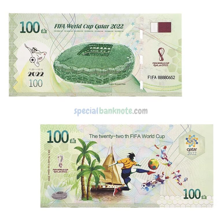 The FIFA World Cup Qatar 2022 Test Coupon Banknote with UV Effect ...