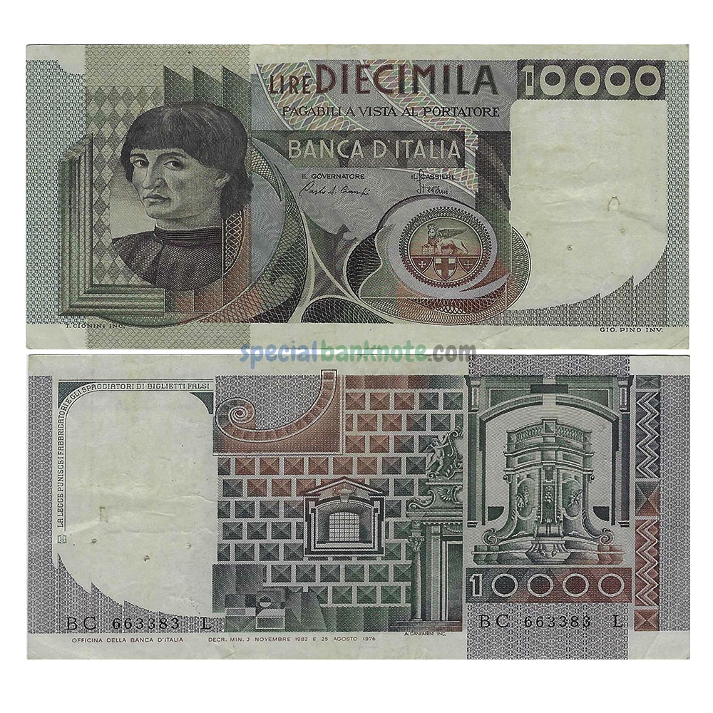 Italy 10000 Lire Used Banknote, 1976-1980, P-106b1, VF - Special Minds ...