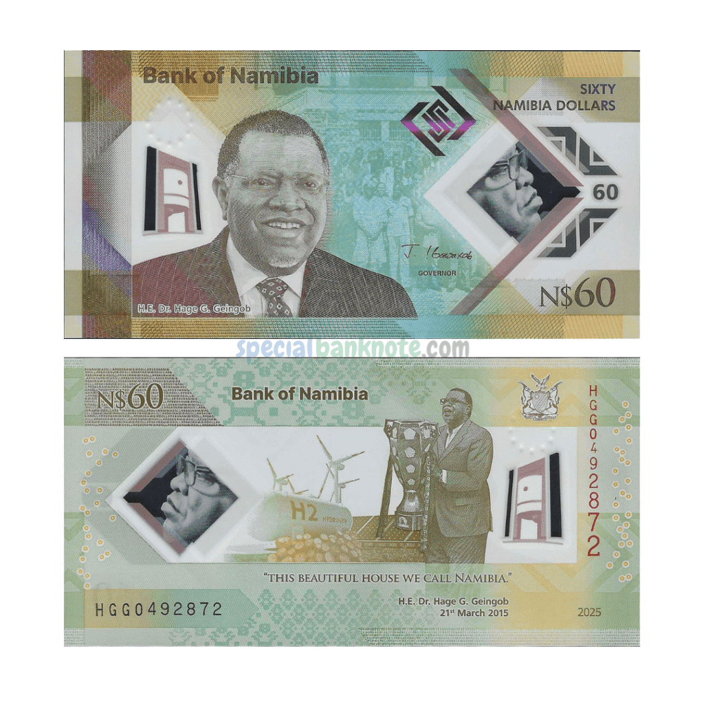 Namibia 60 Dollars 60 Years of Excellence Commemorative Issue Polymer ...